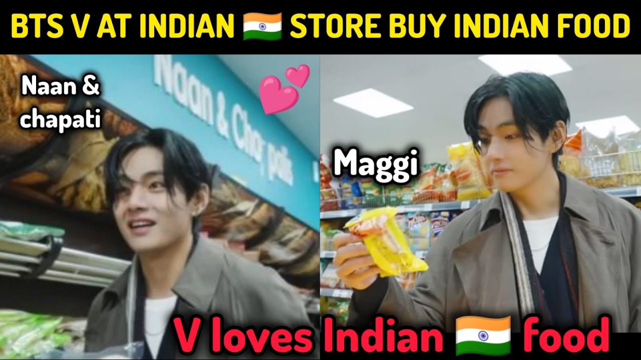 OMG!😳 BTS V AT INDIAN 🇮🇳 STORE BUY INDIAN FOOD | v at Indian store#btsv ...