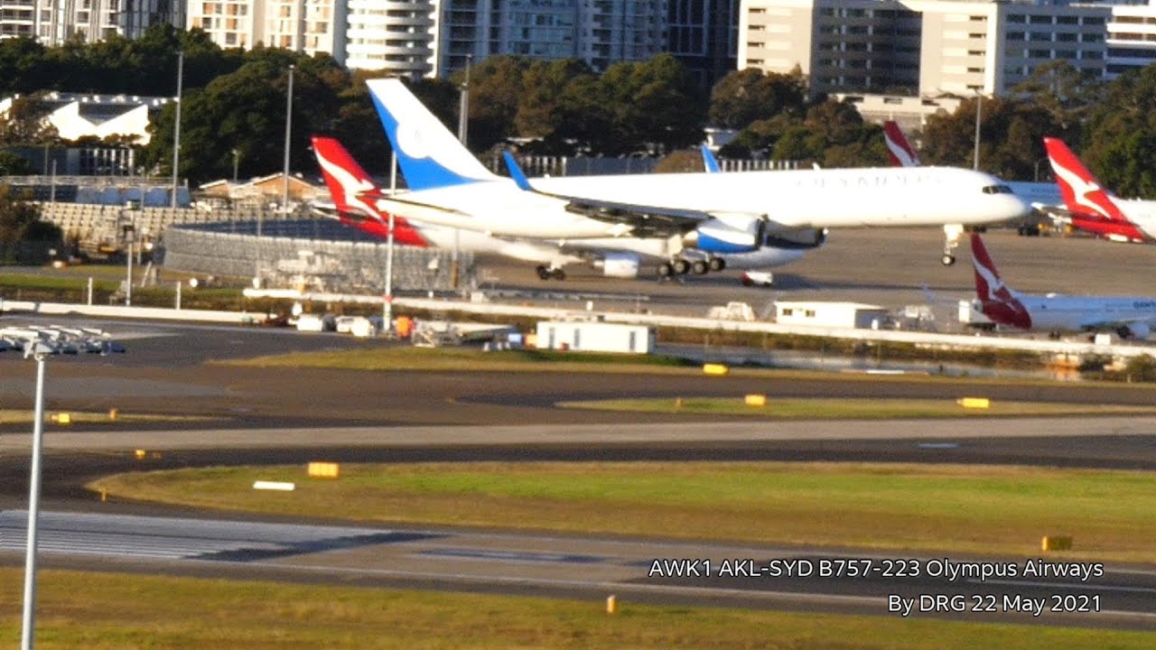[4K] AWK1 Olympus Airways B757 landing at Sydney 22 May 2021 - YouTube