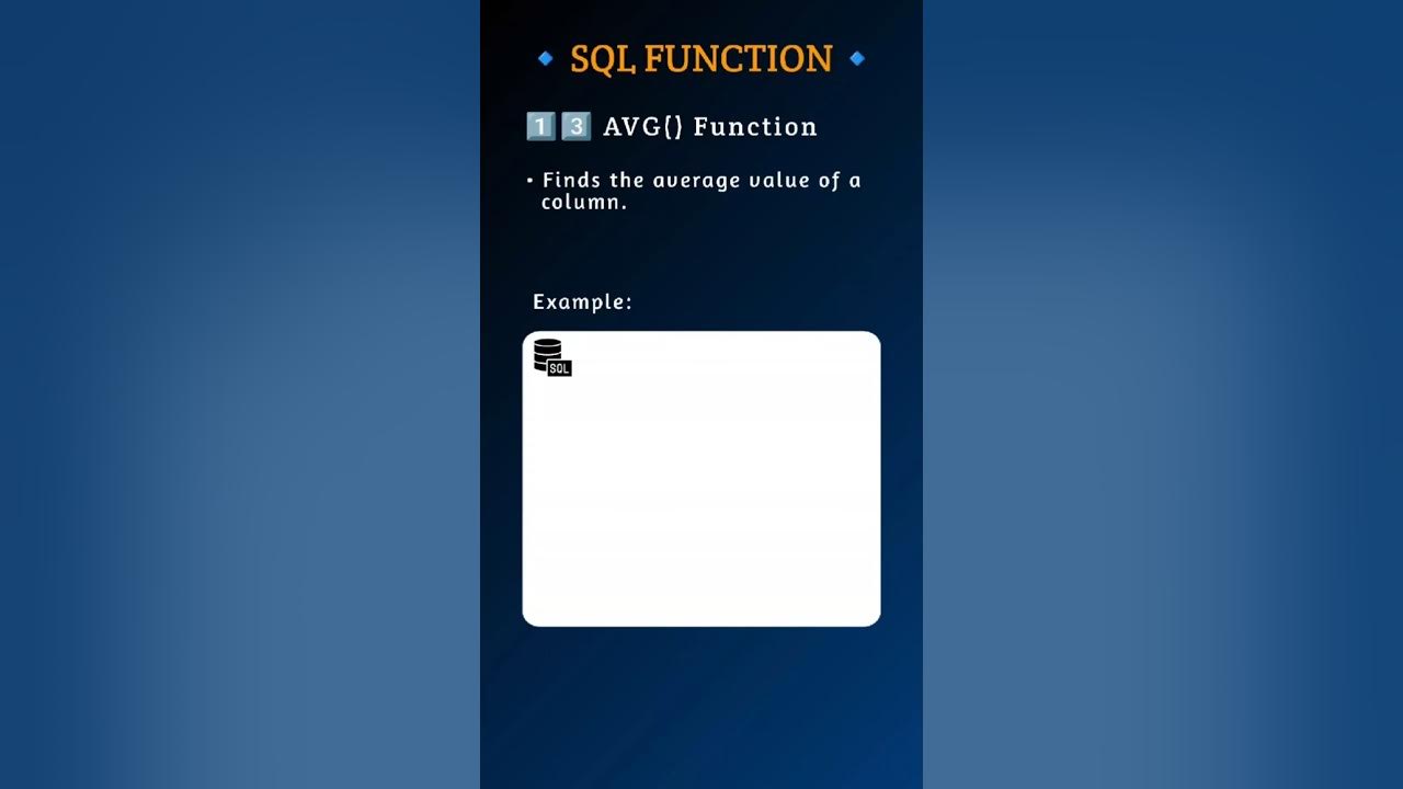 13 Average Function In Sql Sql Sqlserver Sqlqueries Shorts Youtube
