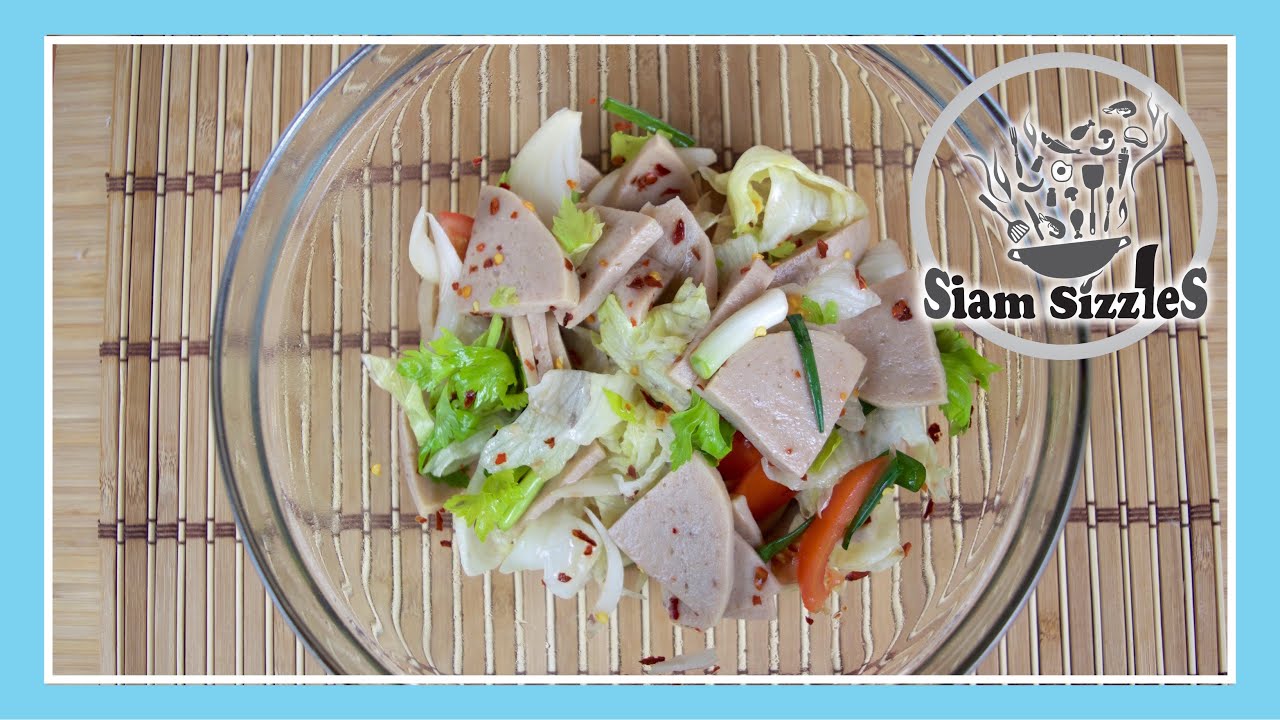 Spicy Pork Sausage Salad (Yum Moo Yor) - YouTube