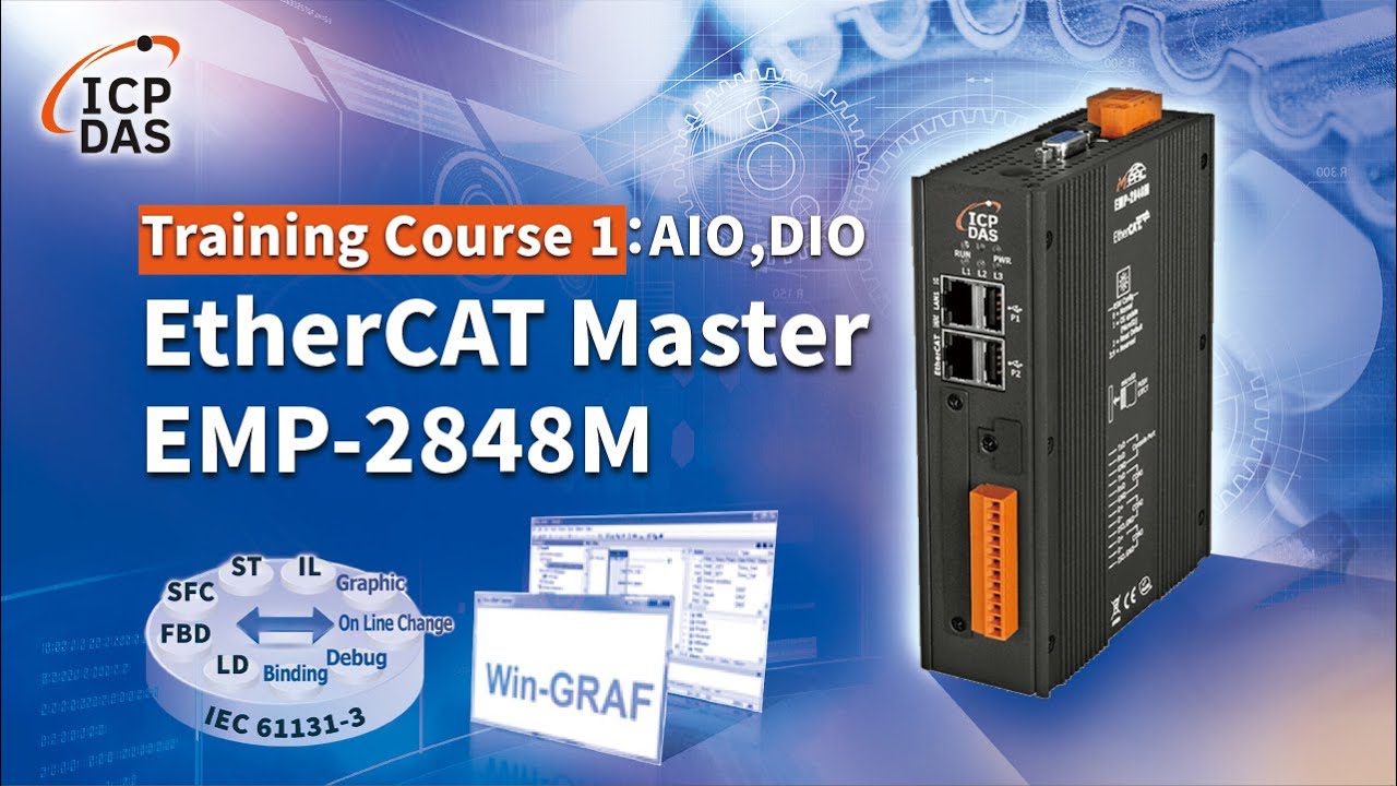 EtherCAT Master, EMP-2848M training course 1: AIO, DIO - YouTube