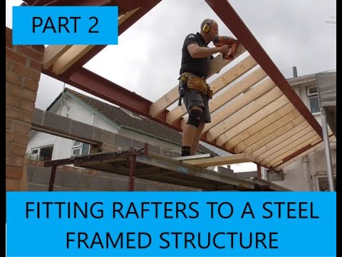 Fitting timber rafters to a structural steel framed roof. PART 2 - YouTube
