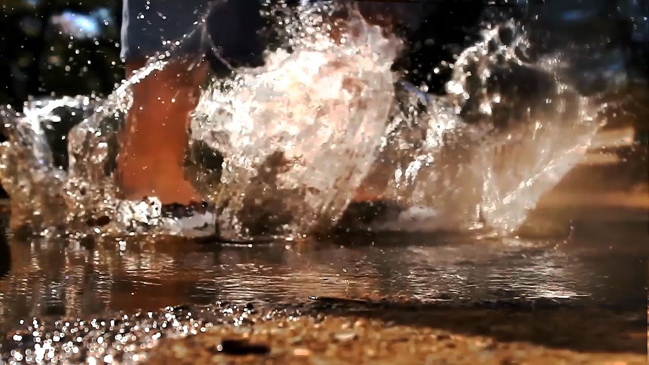 Puddle Water Splash Slow Motion Close Up - Filming / After Effects Test ...