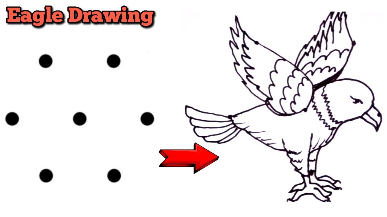 How to draw Eagle bird from 7 dots | चील का चित्र बनाना सीखें | dots ...