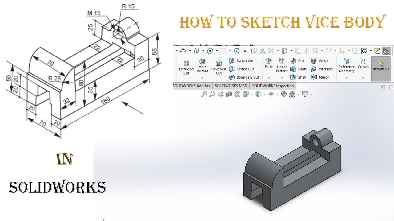 How to Sketch Vice Body in Solidworks - YouTube