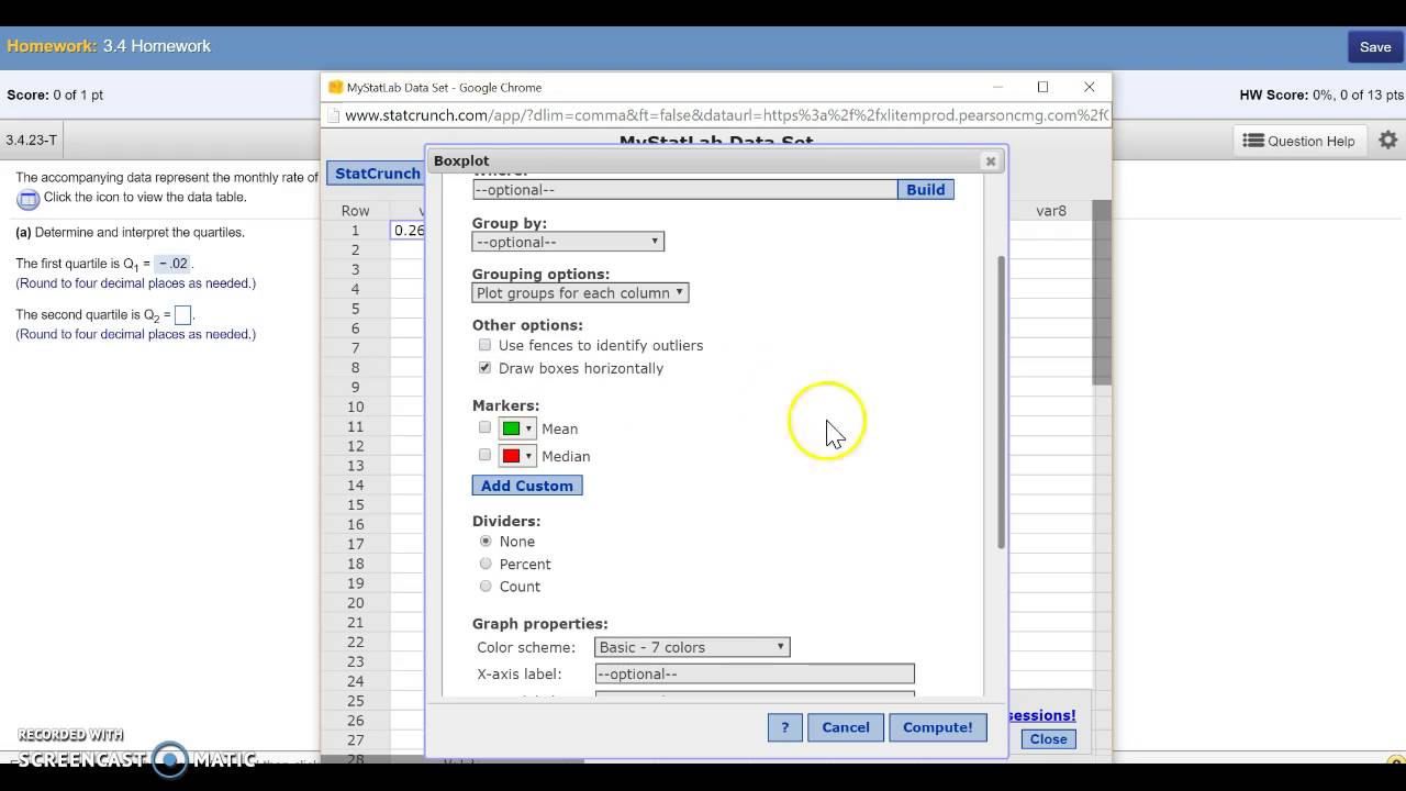 3 4 23 T 11 Finding quartiles using boxplot in StatCrunch - YouTube