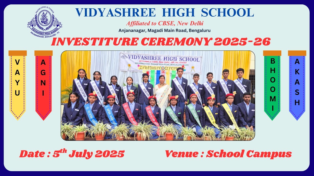 Investiture Ceremony 2025 26 - VIDYASHREE HIGH SCHOOL - YouTube