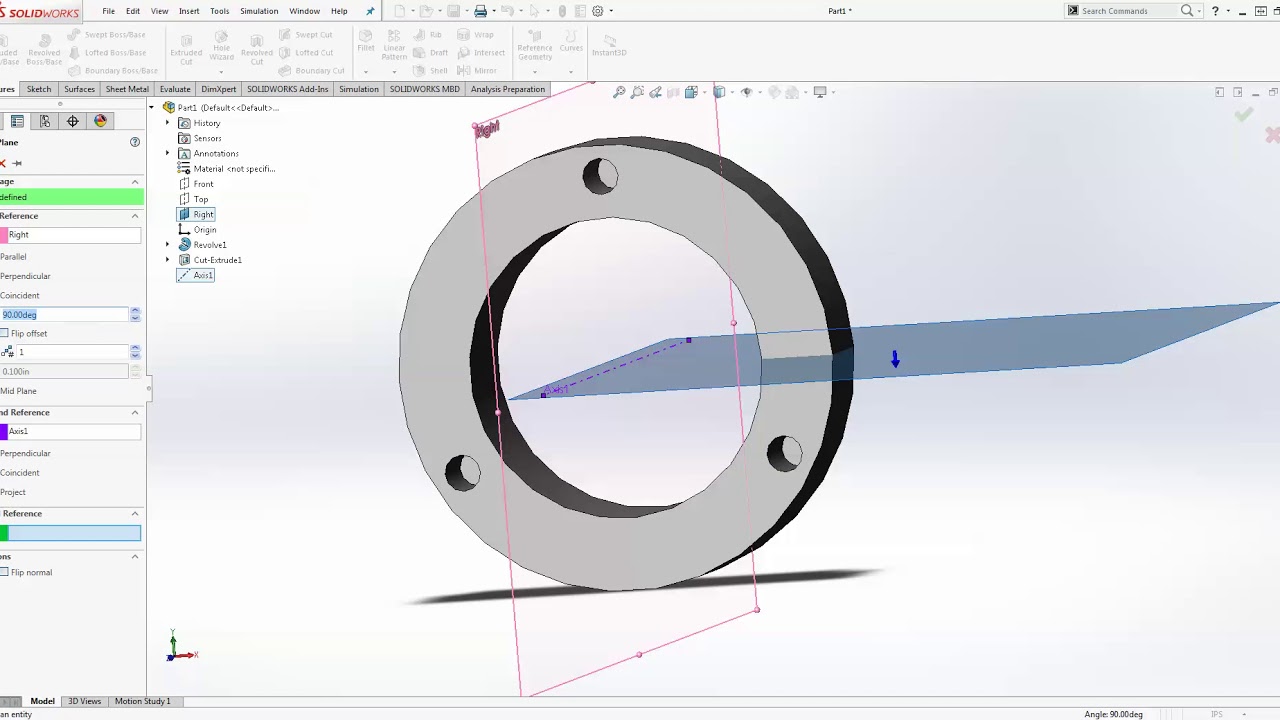 SolidWorks 2017 Revolve Tool Angled Reference Plane Circular Pattern SolidWorks 2017 Revolve Tool Angled Reference Plane Circular Pattern