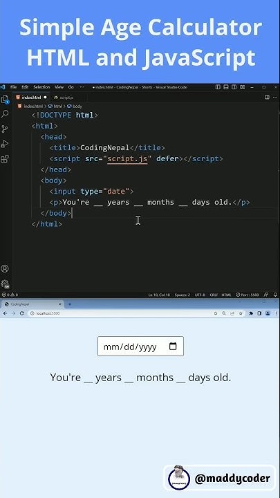Age Calculator in html js | How to create Age Calculator in html css and js #javascript #css3 # ...