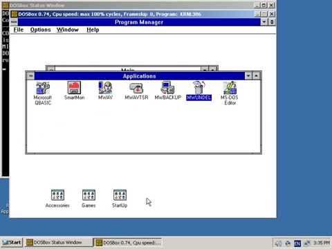 Windows 3.11 running in DosBox while running on ReactOS - YouTube
