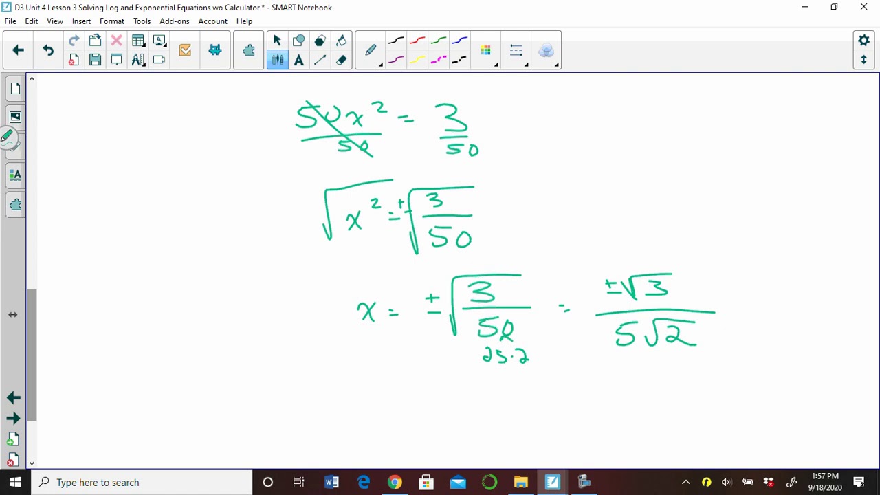 Solving Logarithmic Equations without a Calculator - YouTube