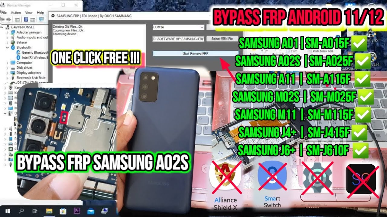 SAMSUNG A02S Lupa akun google Bypass FRP one click | edl mode A02S/A01 ...