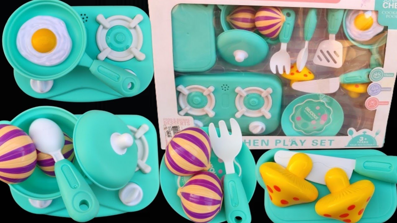 8 minutes satisfying unboxing with blue kitchen play set toys ...