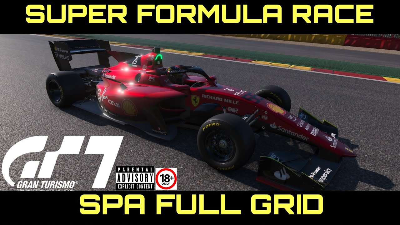 GT7. SF19 Super Formula Spa Race. Full Grid. Gran Turismo 7. STEVIE DVD ...