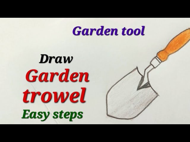 Garden Trowel Drawing Set Line Garden Trowel Spade Or Shovel In The