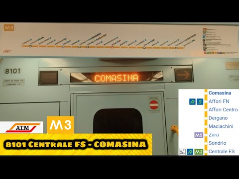 🚇8101 sulla linea 🟡 M3 da CENTRALE FS a COMASINA - YouTube