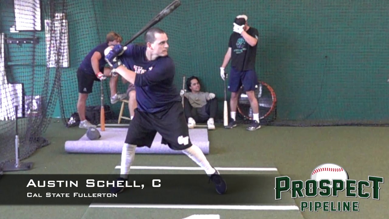 Austin Schell, C, Cal State Fullerton, Swing Mechanics 480 FPS - YouTube
