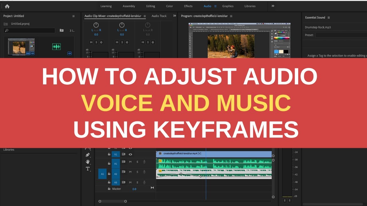 How to adjust audio in Premiere Pro - Using Keyframes and Gain Adjustment - YouTube
