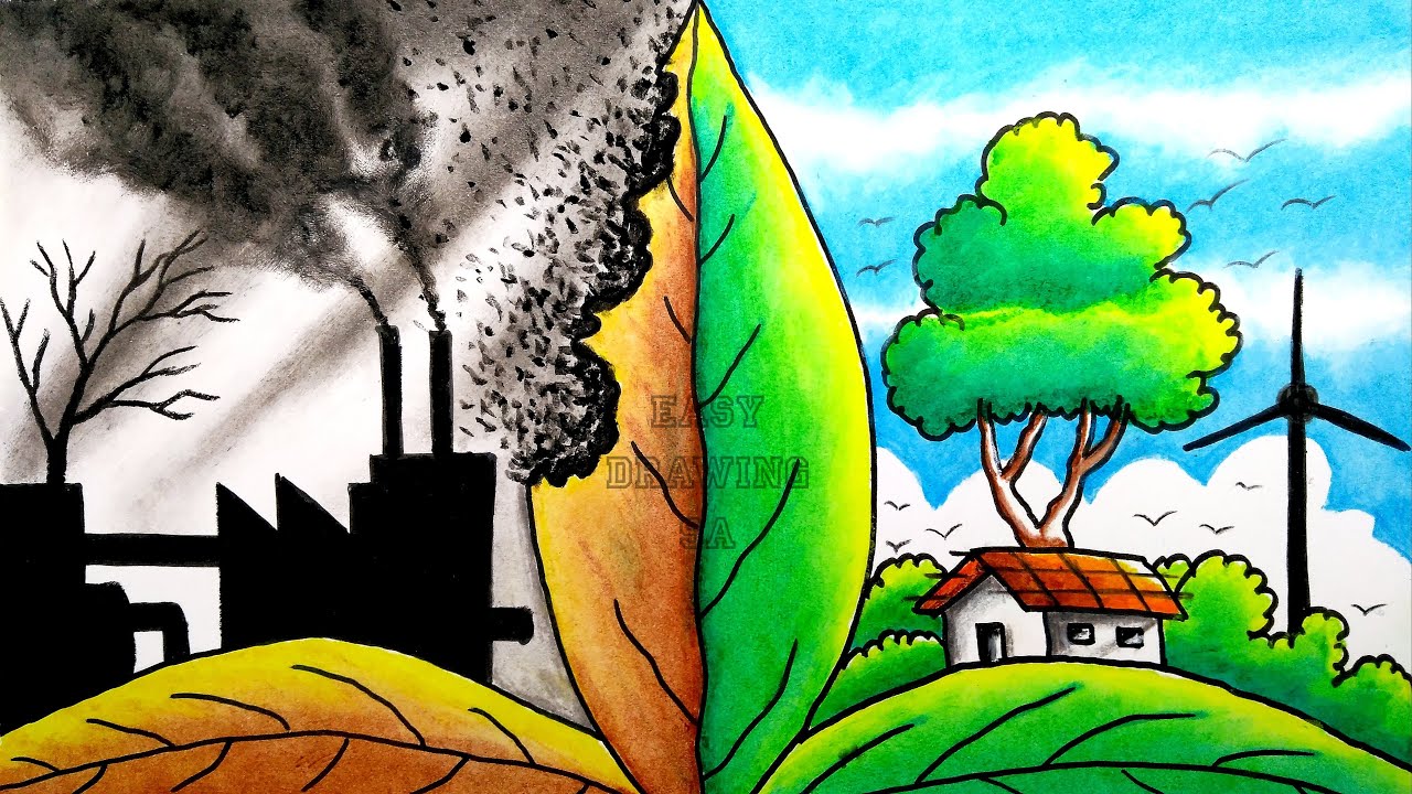 global warming drawing / environment day drawing / save environment ...