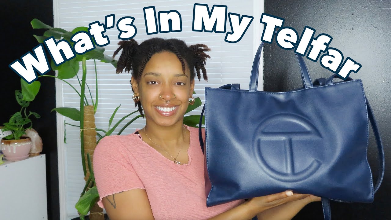 Whats In My Telfar Medium Navy Blue - YouTube