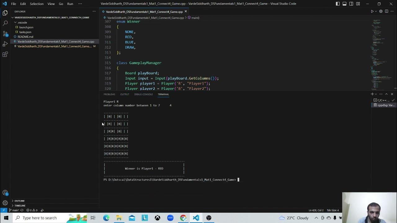Varde Siddharth - Data Structure Fundamentals1 Mat1 Connect4 Gameplay (Outscal). - YouTube