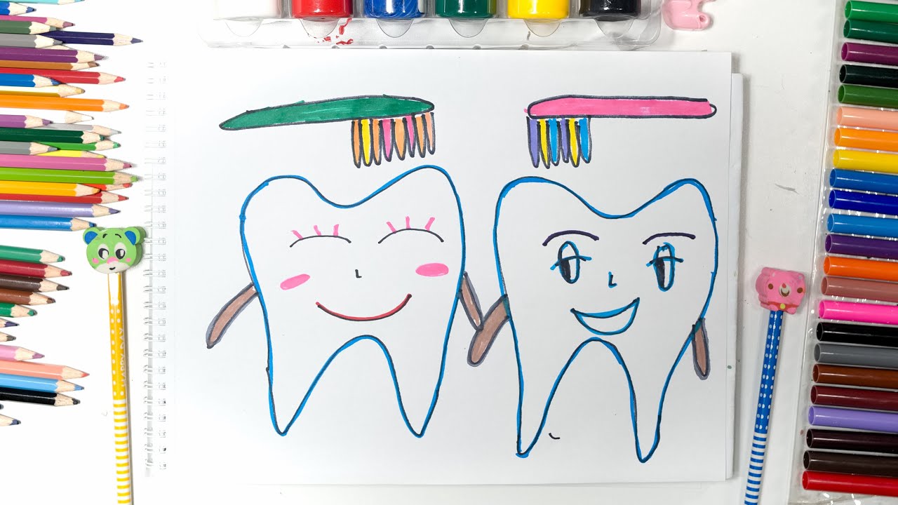 How to Draw Cute Tooth Step by Step | Tooth Drawing Easy - YouTube