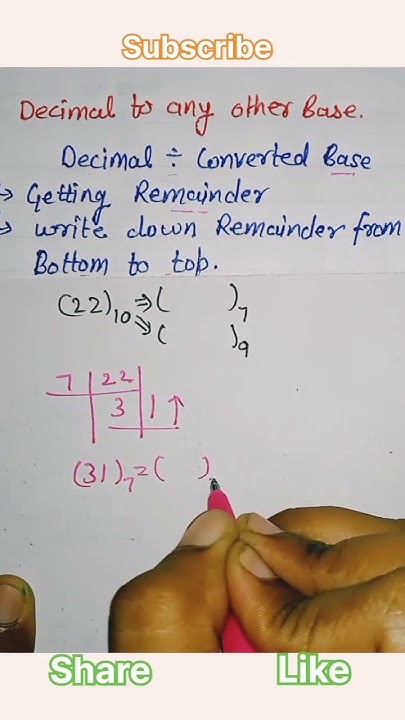 Decimal To Any Other Base Number System Decimal Binary Numbersystem Shorts Youtube