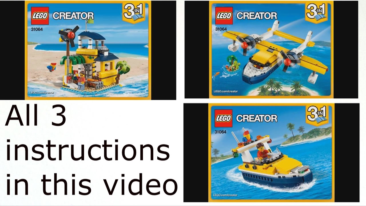 2017 Lego Creator Island Adventures instruction 31064 All models - YouTube