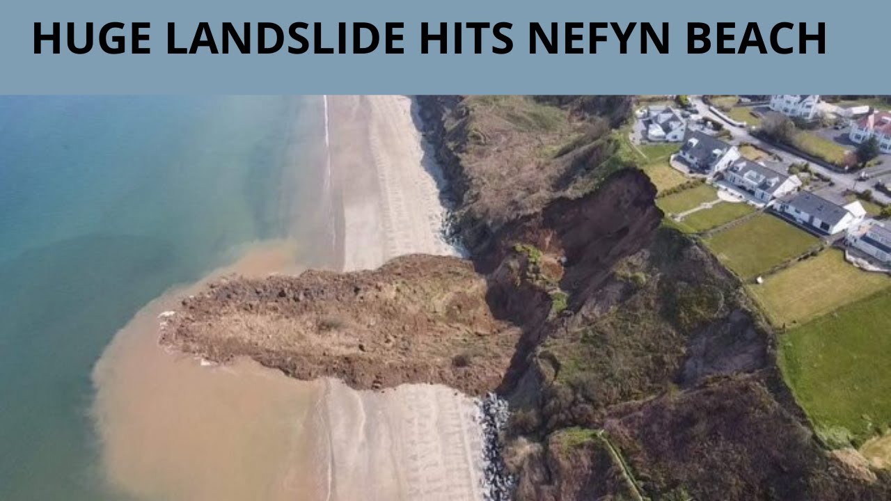 Huge landslide hits Nefyn beach as cliff collapses near houses - YouTube