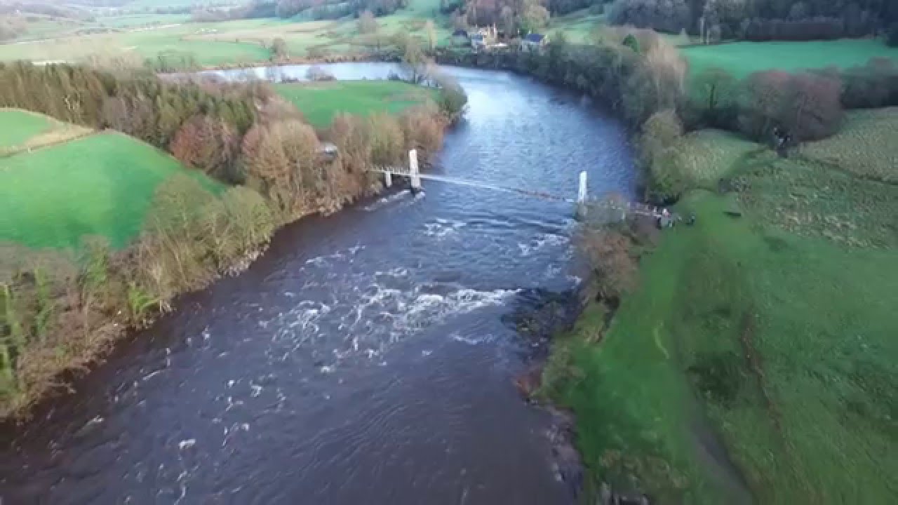 Dinkley Suspension Bridge after the floods - YouTube