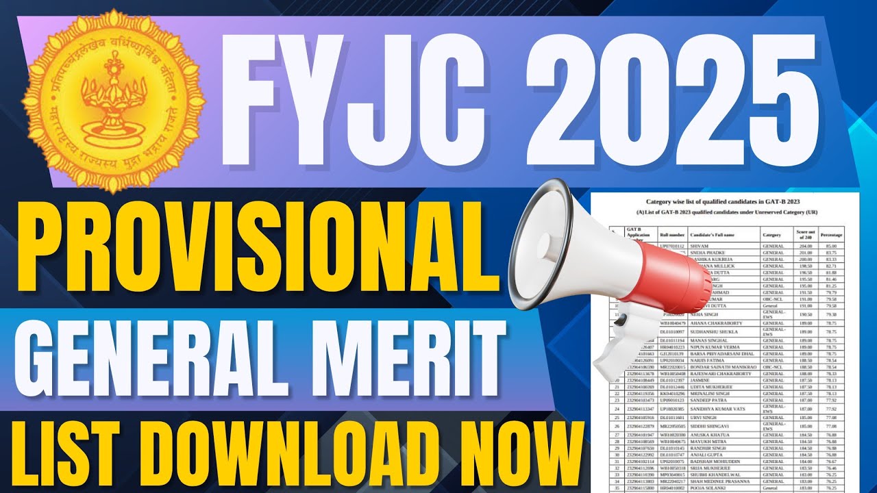 fyjc provisional merit list 2025 | fyjc merit list 2025 | how to check ...