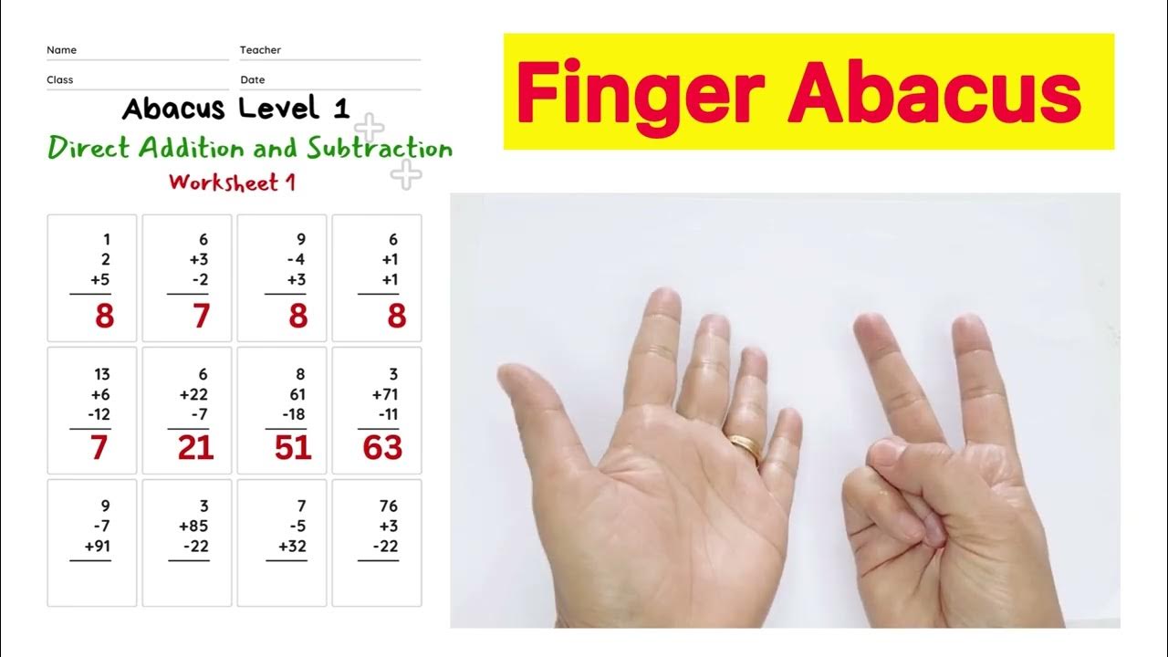 Abacus Worksheet Level 1 Addition and Subtraction with solution |Finger ...
