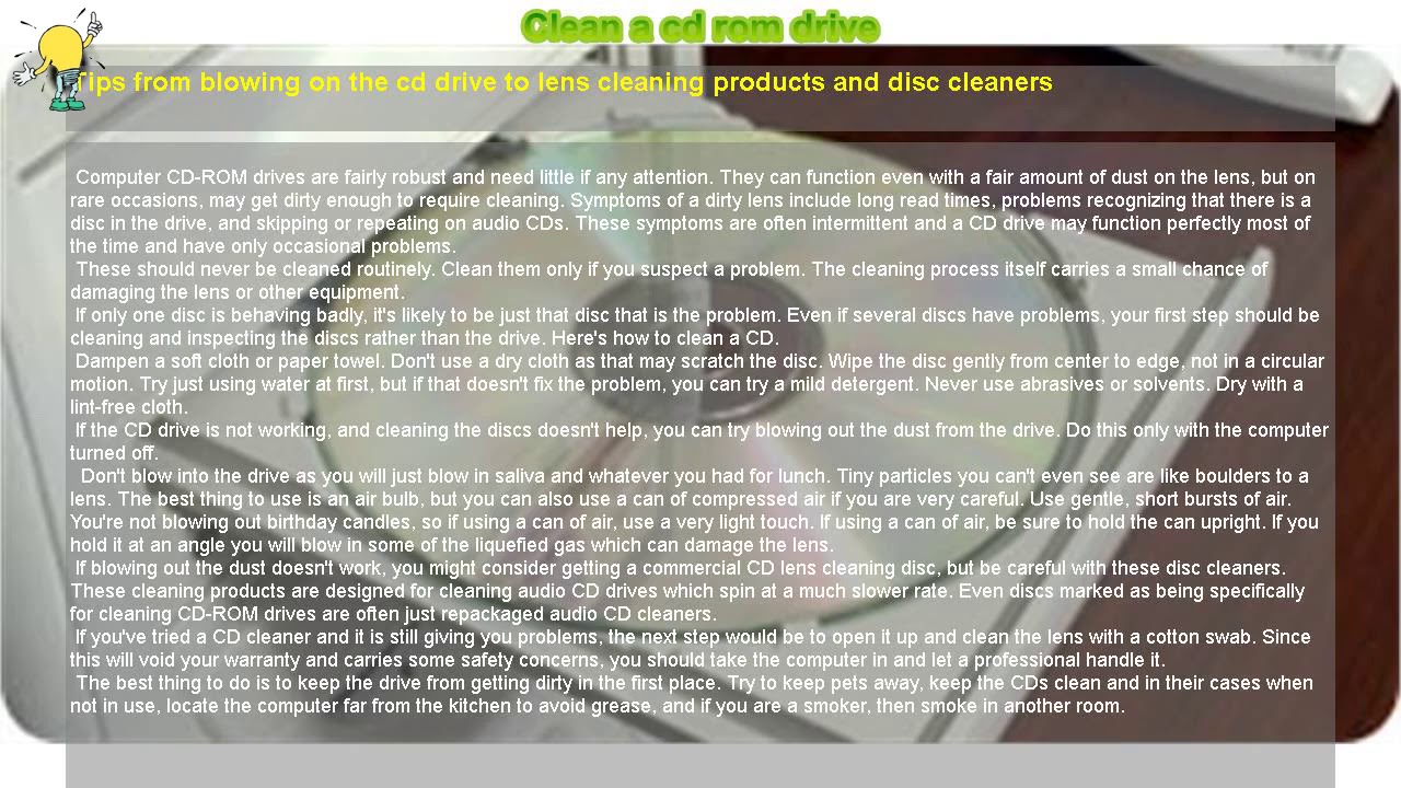 How to : Clean a cd rom drive - YouTube