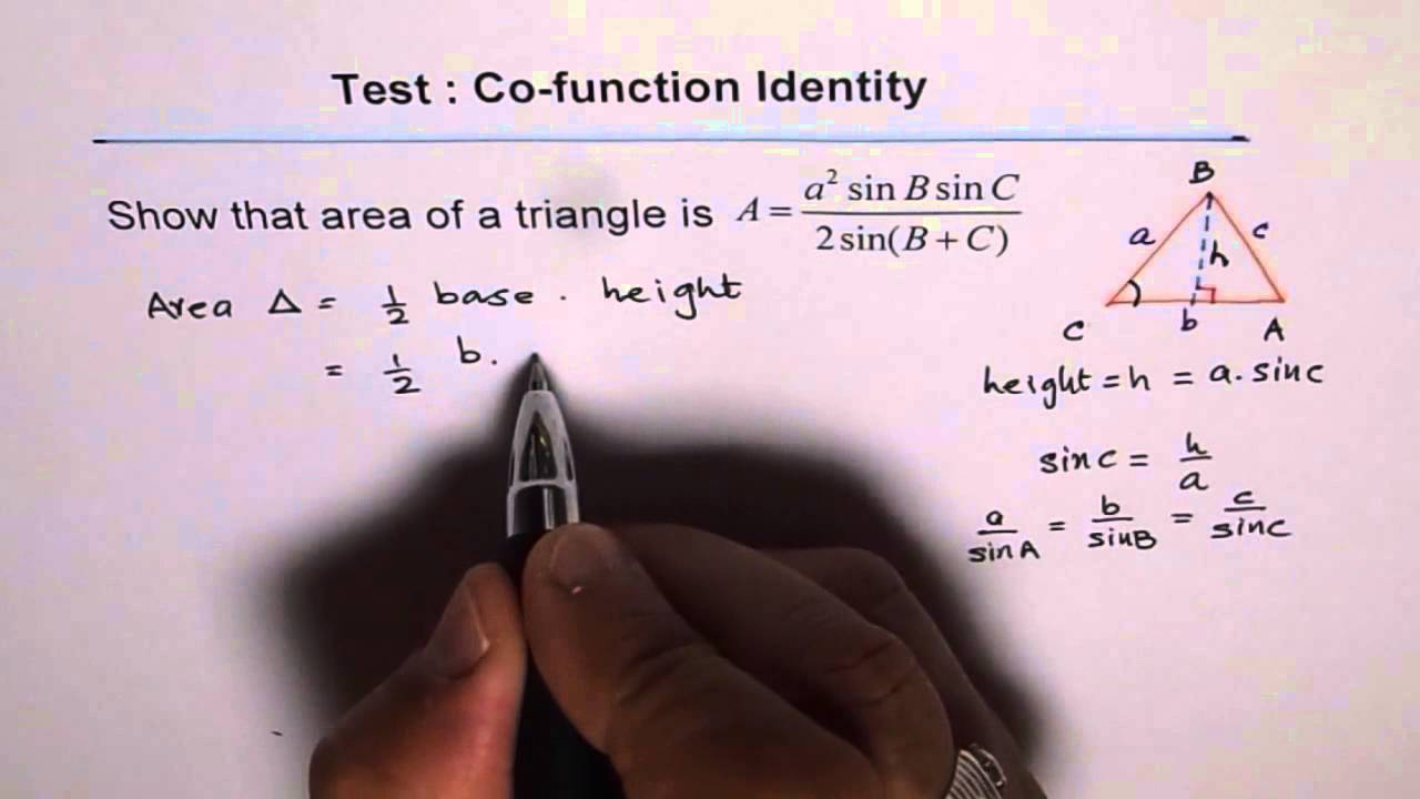Derive Area of Triangle Formula Trigonometry Application - YouTube