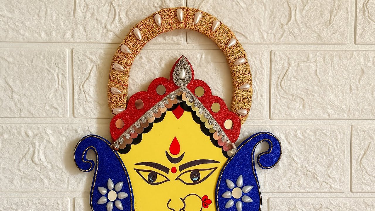 Durga maa face making using cardboard | Easy durga maa face making ...