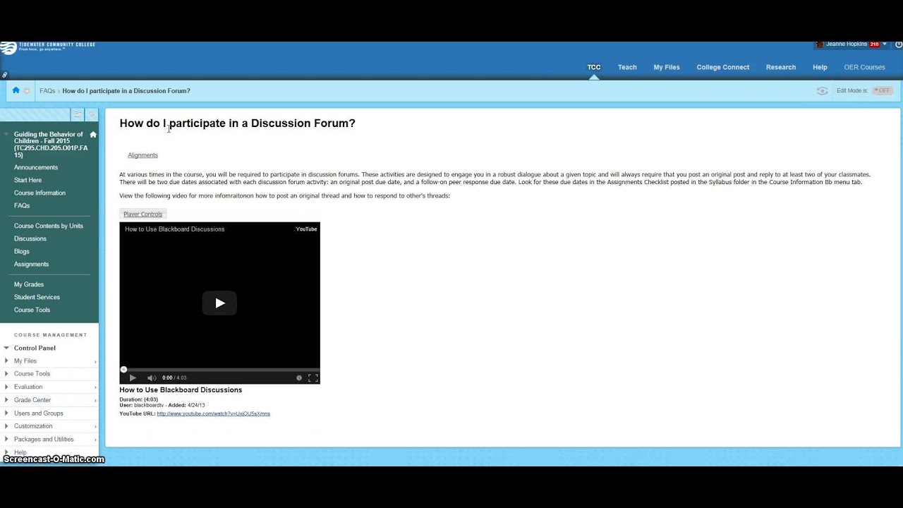 Blackboard Tour for Students - YouTube