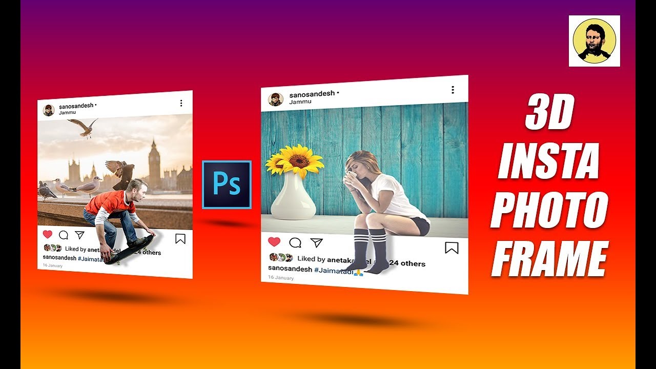 How To Create Instagram 3D Pop Out Photo Frame | Photoshop CC 2019 ...
