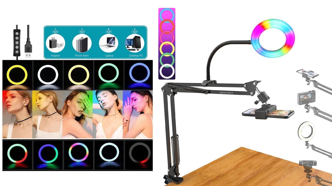 BROLAVIYA Overhead Video Mobile Stand, New Crystal 3D LED 6 Inch RGB ...