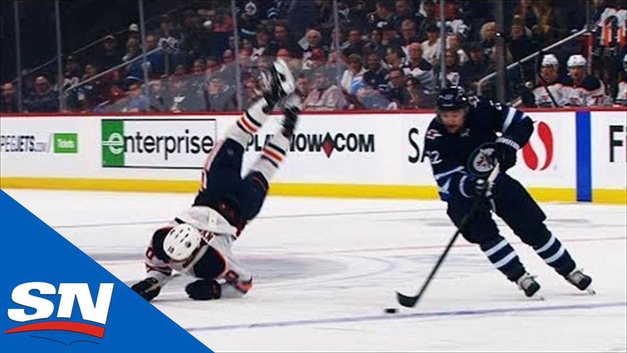 Neal Pionk's Open-ice Hit Sends Joakim Nygard Head Over Heels - YouTube