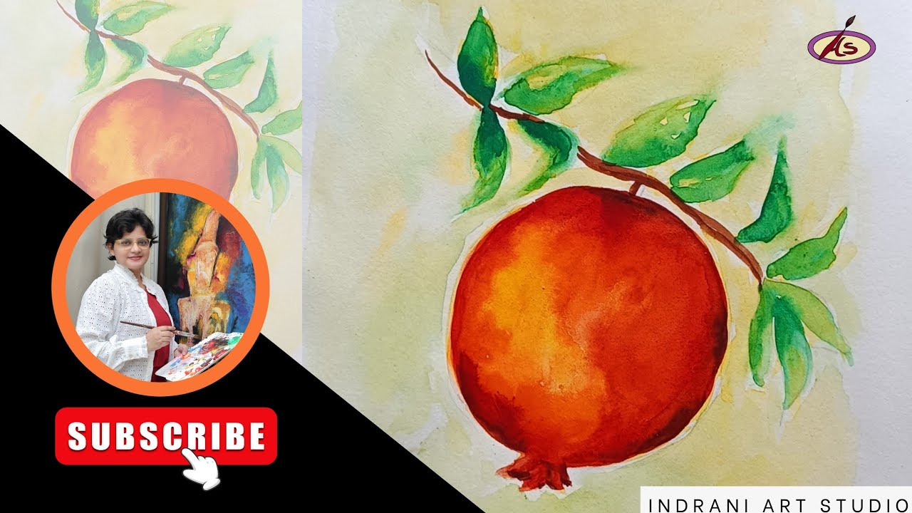Pomegranate drawing Step-by-Step Part 1 | Water colour painting ...