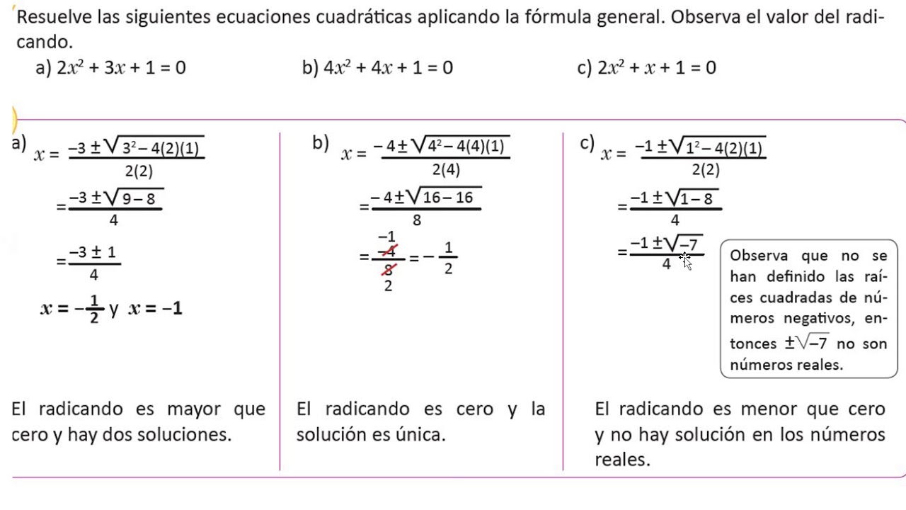 Discriminante de la ecuacion cuadratica - YouTube