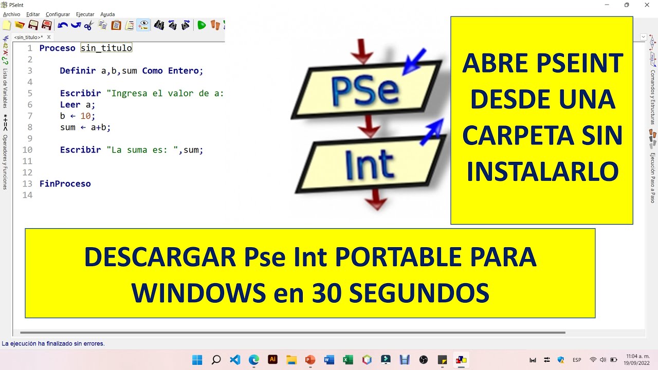 PSEINT PORTABLE PARA WINDOWS - YouTube