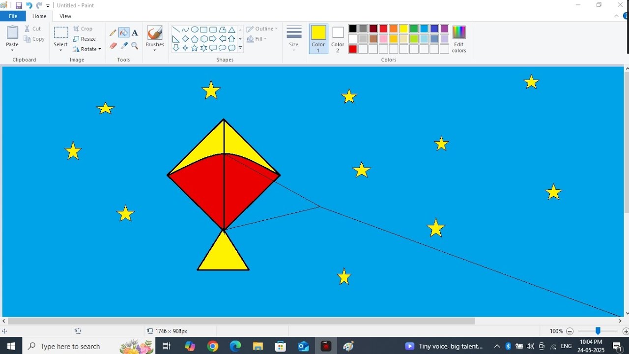 How to make a beautiful Kite 🪁😁 Easy and simple kite on ms paint 🎨 Full ...