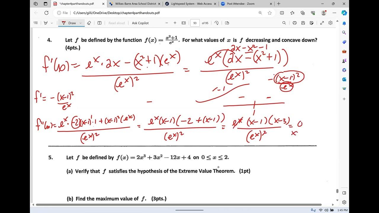 AP Calc Chapter 4 Part I Prac Quiz Solutions Review - YouTube