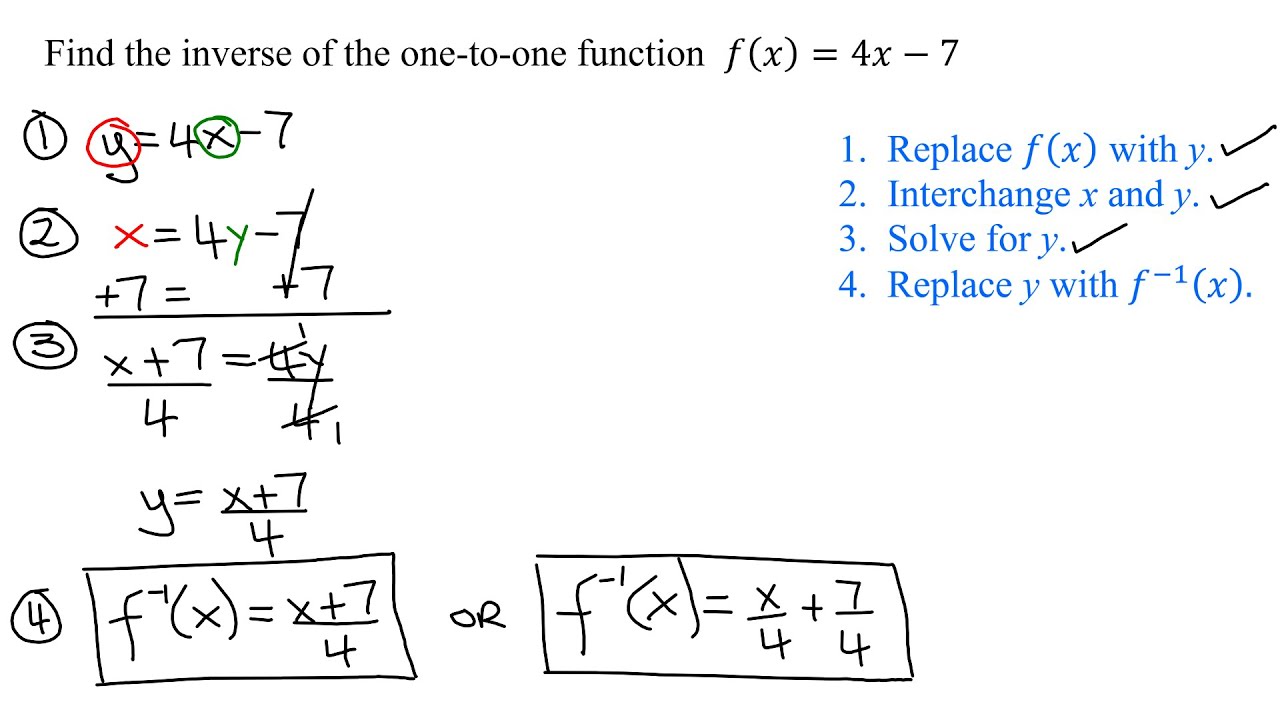 Find The Inverse Of A Linear Function Given It Is One to One YouTube