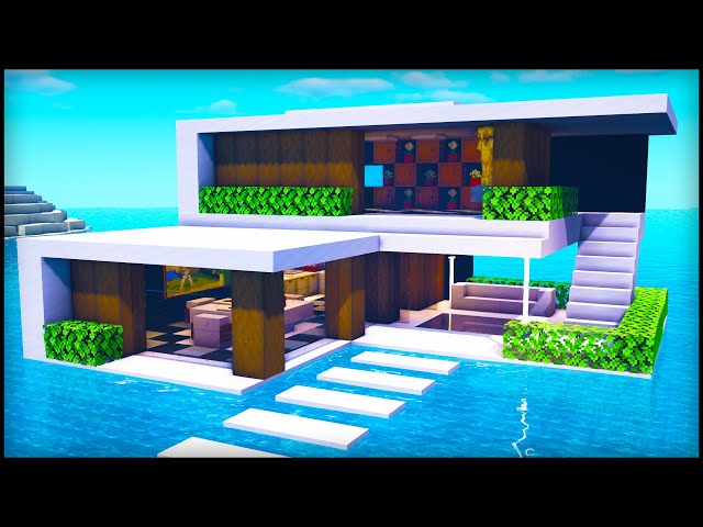 Minecraft Tutorial How To Make A Modern Water House Youtube Minecraft
