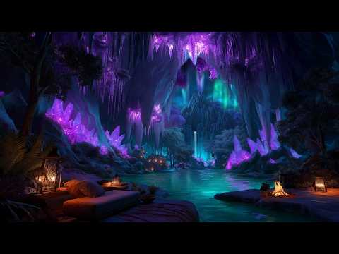 Enchanted Purple Crystal Cave | Relaxing Sleep Music with Nature Sounds & ASMR