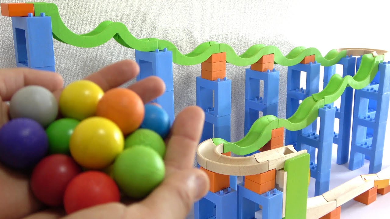Marble run water sound and ASMR ☆ TrixTrac long course & colorful balls ...