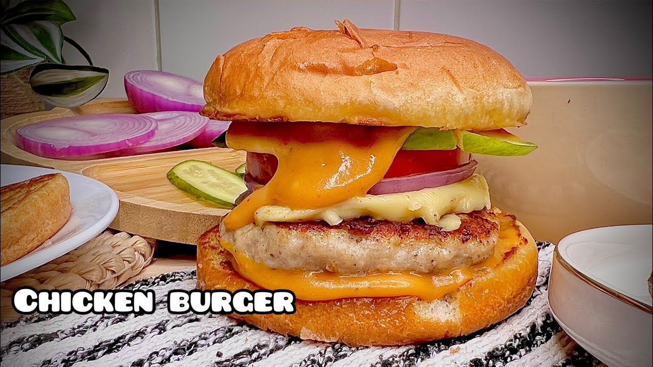 Chicken burger recipe || easy chicken burger || chicken burger with ...