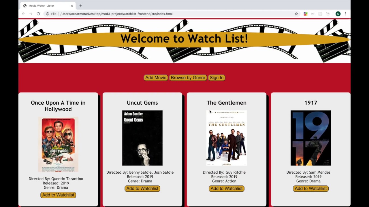 Watchlist: A great tool to add movies you would like to watch into a ...